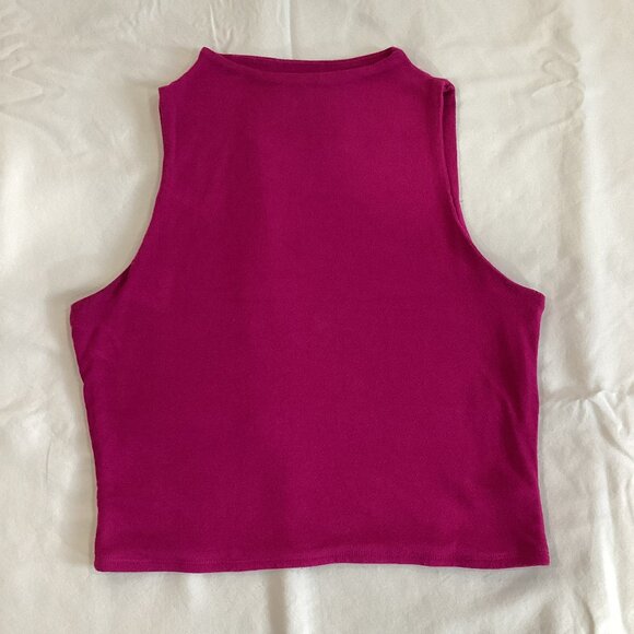 live in the moment | Tops | Fuchsia High Neck Sleeveless Cropped Top ...